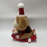 China Christmas Sleigh Dog Plush Toy Swinging and Singing Dog Doll Holiday Interactive Toy for sale