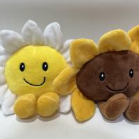 China Healing Smiling Daisy and Sunflower Plush Dolls Fluffy Petals Chocolate-Colored Center Cute Short Legs for sale