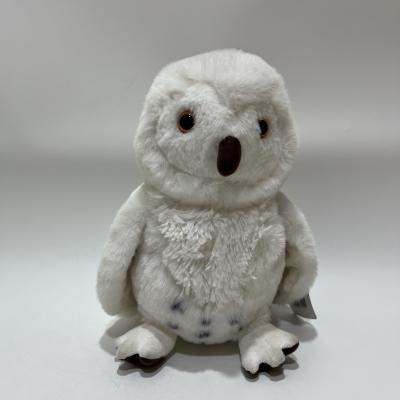 China Realistic Snowy Owl White Owl Plush Toy Lifelike Amber Eyes Fluffy Feather Texture Standable Design for sale