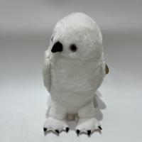 China Cute Head-Tilted White Owl Plush Toy Realistic Snowy Owl Design Lifelike Amber Eyes Fluffy Feathers Standable for sale