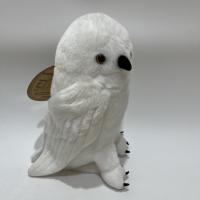 China Cute Head-Tilted White Owl Plush Toy Realistic Snowy Owl Design Lifelike Amber Eyes Fluffy Feathers Standable for sale