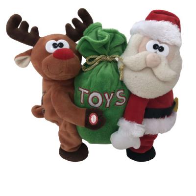 China 25cm Animated Christmas Plush Toy with Walking & Singing Santa and Reindeer - EN71 RoHS Certified for sale