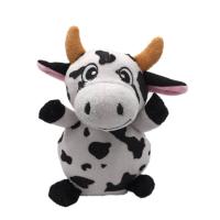 China 17cm Black and White Talking Cow Plush Toy with Sound Recording and Body Movement Features for sale