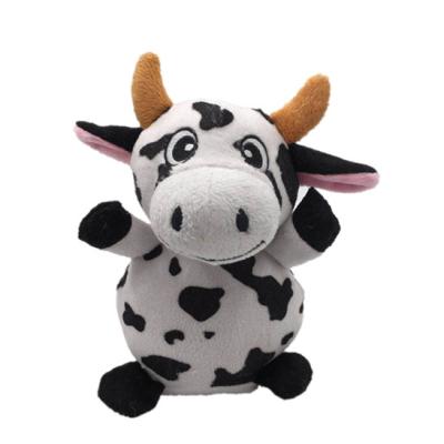 China 17cm Black and White Talking Cow Plush Toy with Sound Recording and Body Movement Features for sale