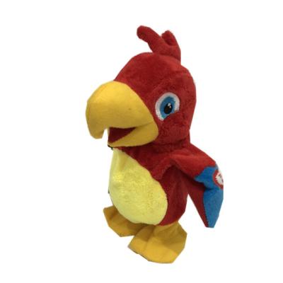 China 18cm 7.09in Red Parrot Recording Plush Toy with Walking Function - 3 AAA Battery Powered for sale