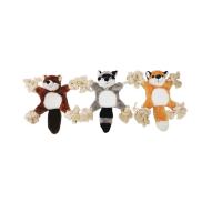 China 30cm Large Raccoon Stuffed Animal Dog Toy Set - 3 Assorted Colors with Hemp Rope for Interactive Play for sale