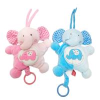 China 0.2M Pink Blue Musical Elephant Plush Toy with PP Cotton Filling for Infant Development and Crib Play for sale