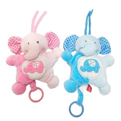 China 0.2M Pink Blue Musical Elephant Plush Toy with PP Cotton Filling for Infant Development and Crib Play for sale