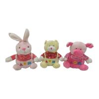 China 20cm Stuffed Bunny Cat Pig Plush Toy Set with Bell - 7.87in Animal Toys for Children for sale