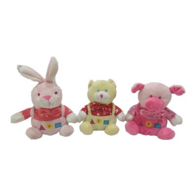 China 20cm Stuffed Bunny Cat Pig Plush Toy Set with Bell - 7.87in Animal Toys for Children for sale