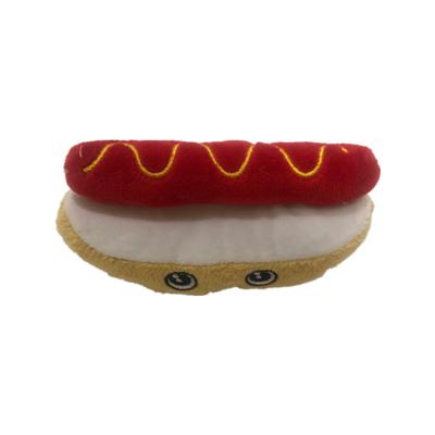 China 13cm 5.12 Inch Hot Dog Plush Dog Toy with Sound Feature - Durable Pet Plush Toys for sale
