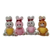 China 0.16M 6.3inch Easter Plush Bunny Rabbit Stuffed Animal with Basket - Custom Colors, 100% PP Cotton Filling for sale
