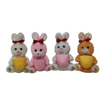 China 0.16M 6.3inch Easter Plush Bunny Rabbit Stuffed Animal with Basket - Custom Colors, 100% PP Cotton Filling for sale