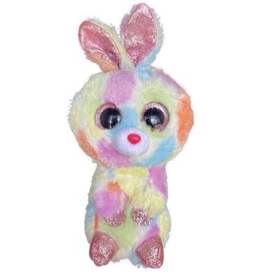 China 15cm Tie Dye Plush Bunny Toy with Glitter Eyes - Custom Easter Gift, EU/US/CA Certified for sale