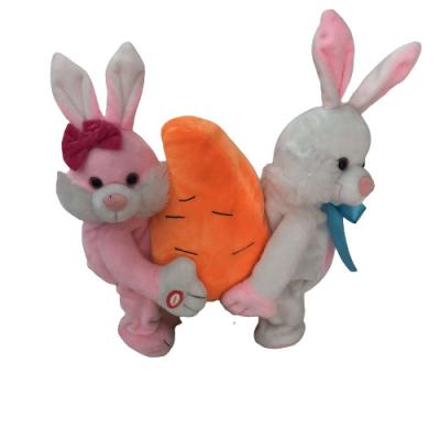 China 10.24 Inch Singing Easter Bunny Toy with Walking Function - 3 AAA Battery Powered Plush Animal for sale