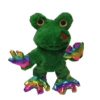 China Green 0.35M 13.78 Inch Singing Dancing Frog Stuffed Animal - Valentine's Day Plush Toy with Heart Embroidery for sale