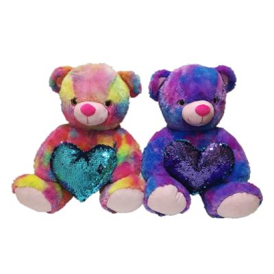 China 20in Tie-Dye Valentine's Teddy Bear with Color-Changing Heart - Customizable Plush Toy Meeting EU/US/CA Standards for sale