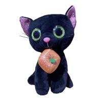 China Talking Realistic Black Cat Halloween Stuffed Animal 0.18M 7.09ft with Voice Recording Function for sale