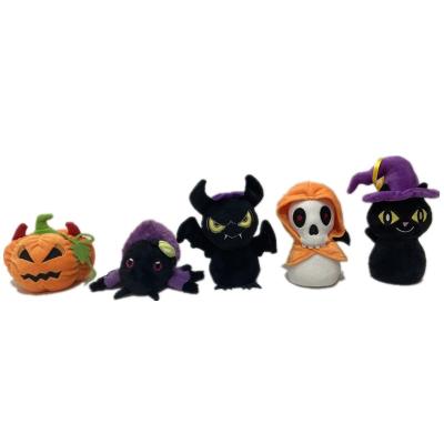 China 0.15M 5.9in Halloween Stuffed Animal Collection - Customizable Spider Pumpkin Ghost Bat Plush Toys with LED & Music Options for sale