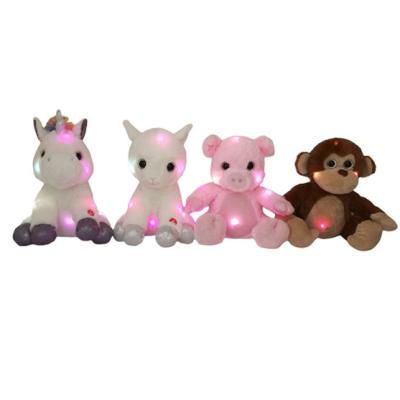 China 11.8 Inch LED Plush Toy Rainbow Unicorn with Custom Music & 3 AAA Battery Power for Farm Animal Collection for sale