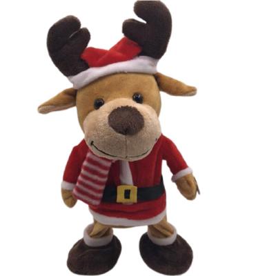 China 33cm Christmas Reindeer Soft Toy with Recording & Walking Features - Brown Plush Stuffed Animal Powered by 3 AAA Batteries for sale