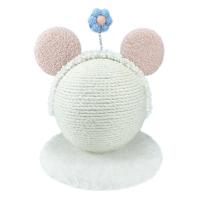 China 0.336m Cat Scratching Ball with Pink Hairband and Hemp Rope Filling - Plush Pet Toy for Furniture Protection for sale
