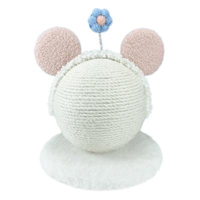 China 0.336m Cat Scratching Ball with Pink Hairband and Hemp Rope Filling - Plush Pet Toy for Furniture Protection for sale