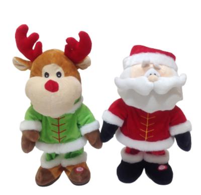 China 31cm Singing Dancing Santa Reindeer Plush Toy with 100% PP Cotton Filling for Christmas Decorations for sale
