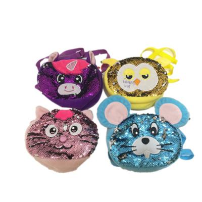China 4 Assorted Educational Plush Animal Coin Purses 18cm 7.09in RoHS Certified Sequins Toy for sale