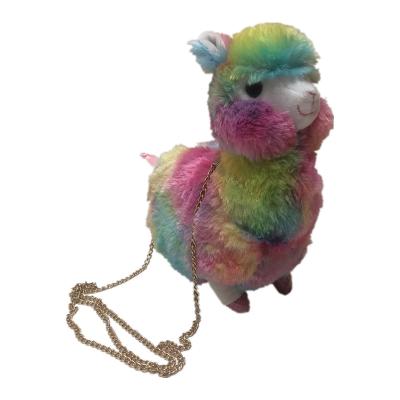 China 25cm Brown Pink Tie Dye Alpaca Plush Shoulder Bag with PP Cotton Filling - 60-70 Day Delivery for sale