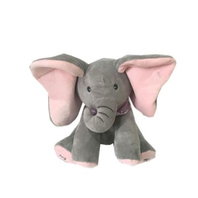 China 25cm 9.84 Inch Peek A Boo Plush Singing Elephant Stuffed Toy with Hide & Seek Module for sale