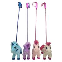 China 7.87in Walking Singing Pink Unicorn Stuffed Animal with Retractable Stick - 4 Assorted Designs Plush Toy for sale