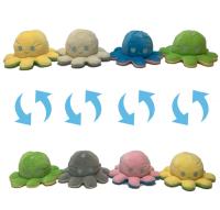 China 3.94 Inch 10cm Educational Reversible Octopus Plush Toy with Mood Changing Faces and Luminous Threads for sale