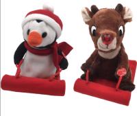 China Christmas 0.23M 9.06in Reindeer and Penguin Plush Ski Toy - Durable Outdoor Holiday Decoration for sale