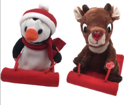 China Christmas 0.23M 9.06in Reindeer and Penguin Plush Ski Toy - Durable Outdoor Holiday Decoration for sale