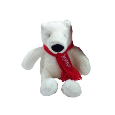 China 29cm Coca-Cola White Bear Plush Toy with Red Scarf - EN71 Certified Promotional Stuffed Animal for sale