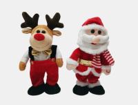 China 31cm Singing Dancing Wiggly Santa and Reindeer Plush Toy with PP Cotton Filling for Christmas Decorations for sale