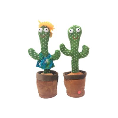 China 33cm Plush Recording Repeating Singing Dancing Cactus Toy with 60 Songs and LED Lights for sale