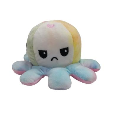 China 10cm PP Cotton Tie-Dye Reversible Octopus Plush Toy with Music Box and LED Lights - Custom Sound Options for sale