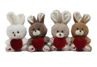 China 16cm Tie Dye Soft Plush Rabbit with Red Heart - Valentine's Day Stuffed Toy, 24pcs/Carton, EU/USA/CA Certified for sale