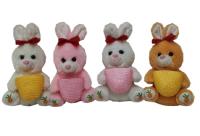 China PP Small Valentine's 4 Color Rabbits with Basket - 9 Inch Plush Toy with 100% PP Cotton Filling and International Safety Certifications for sale
