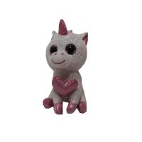 China Plush Unicorn Keychain with Heart Decoration 11cm Pink White for Bag Accessory for sale
