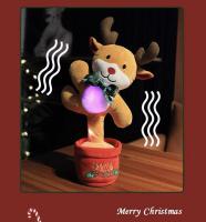 China EN71 Certified Christmas Light Up Singing Plush Animal Toys 3 Assorted Colors for sale
