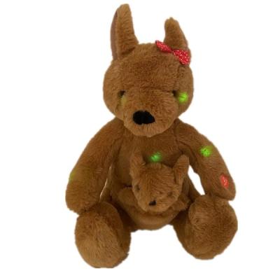 China 30 cm Brown Plush Kangaroo Toy with LED Lights and Lullaby Music - Soft Fuzzy Stuffed Animal for Children for sale