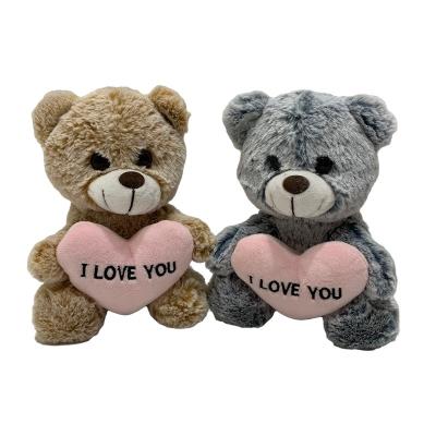 China 18cm 2 Colors Plush Bear Toy with Heart for Valentine's Day Gift Soft Stuffed Teddy for sale