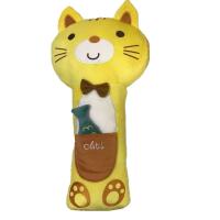 China Yellow Plush Cat Cushion with Fish Pocket - Soft PP Cotton Filling Stress Relief Car Pillow Toy 60-70 Days Delivery for sale