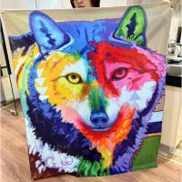 China Home Wolf Plush Blanket 50x60 Inches - Machine Washable Polyester Throw with Thermal Insulation for sale