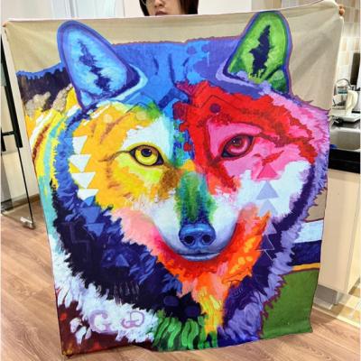 China Home Wolf Plush Blanket 50x60 Inches - Machine Washable Polyester Throw with Thermal Insulation for sale