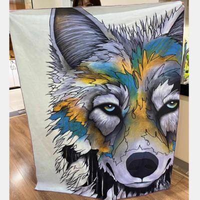 China Lavish Home Wolf Pattern Plush Soft Blanket 50x60 Inches 8 Pound Heavy Weight for Couch Sofa Bed for sale
