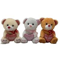 China 20cm 3 Colors Adorable Plush Bear with Glitter Heart Toy Valentine Gift for sale
